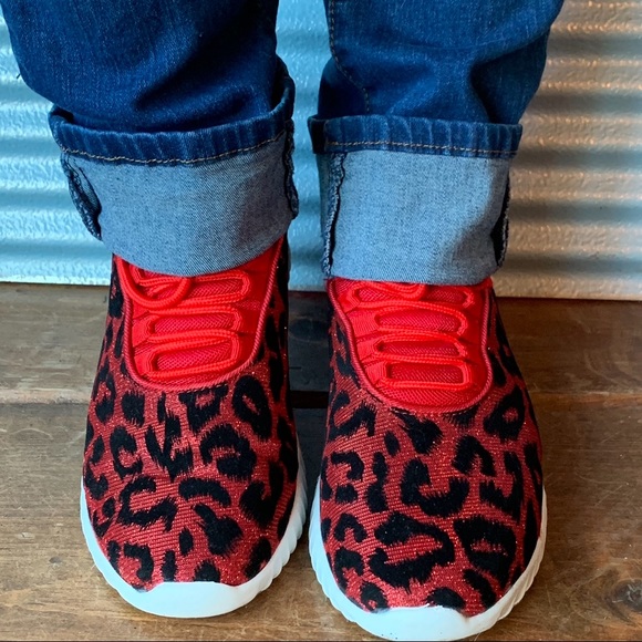 Shoes | Red Glitter Leopard Sneakers | Poshmark